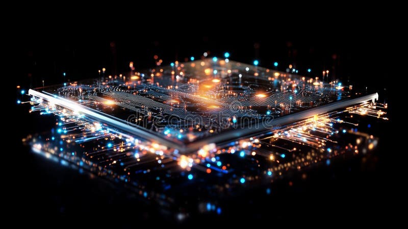 Innovative Technology Showcases a Glowing Microchip Surrounded by ...