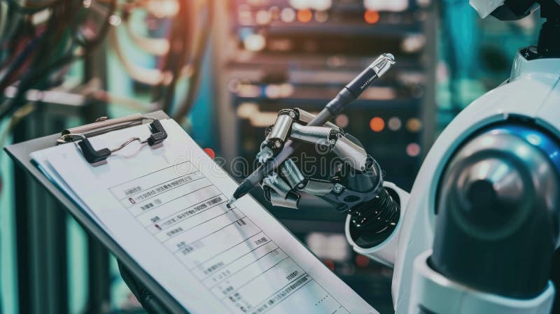 A Futuristic Robot Arm is Writing on a Clipboard, Demonstrating ...