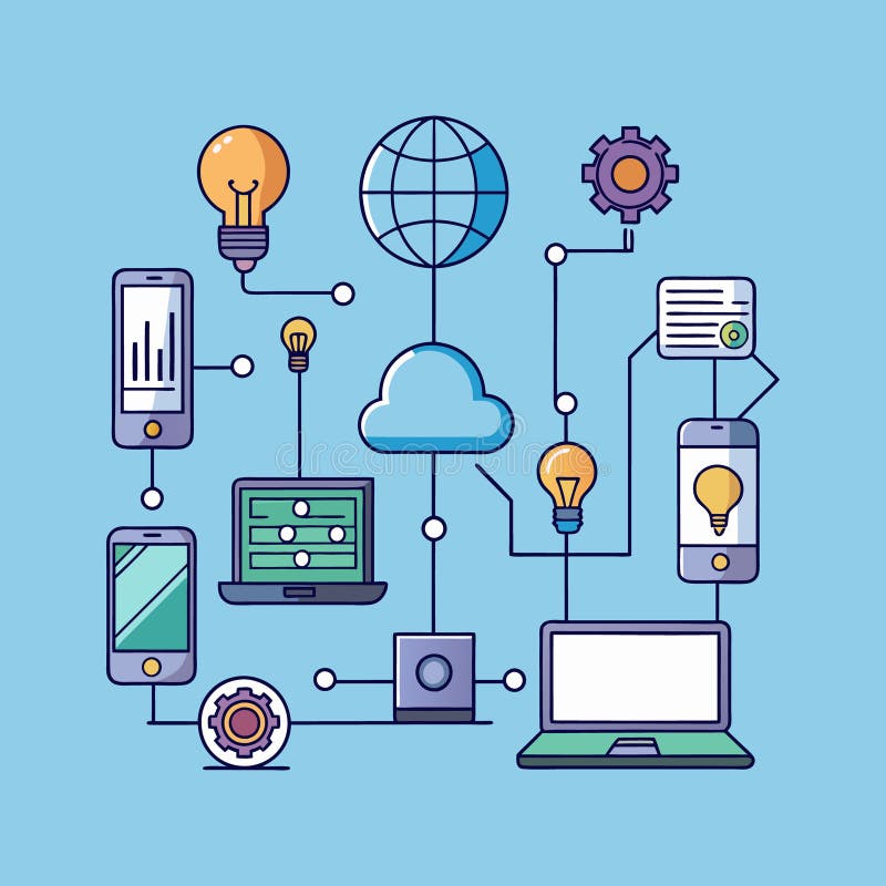 Innovative Technology Solutions Vector Design Featuring Interconnected ...