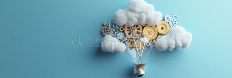 Innovative Thinking Lightbulb Gears and Cloud Symbolizing Creative ...