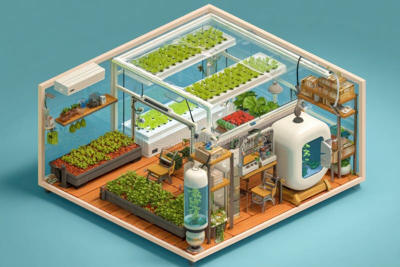 Innovative Tiny Smart Farm with Hydroponic Vegetables in Isometric ...