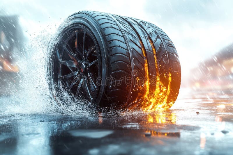 Innovative Tire Design Showcasing Futuristic Technology with Glowing ...