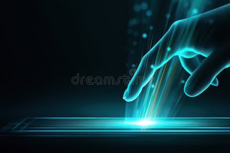 Glowing Touchless Payment System Demonstrating Hand Scan Modern Retail ...