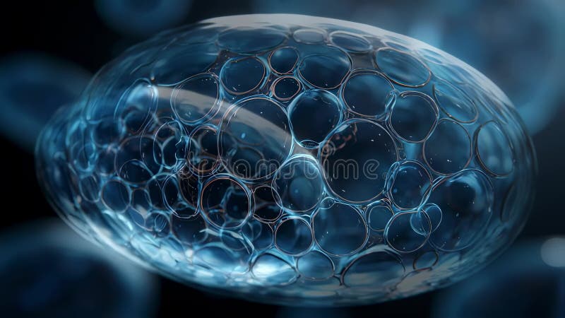 Innovative Transparent Cell Showing Internal Structure Floating in Dark ...