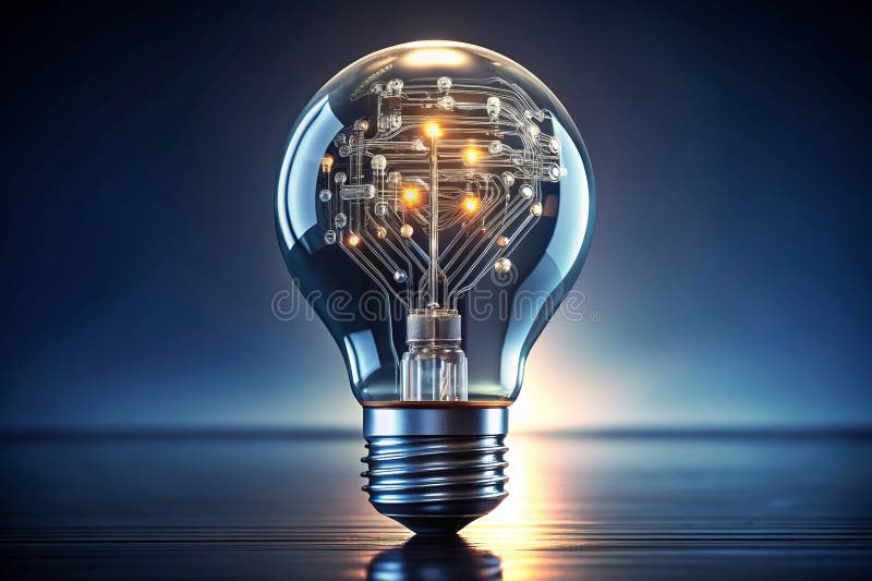 Innovative Transparent LED Bulb with Glowing Microchips a Futuristic ...