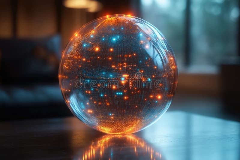 Innovative Transparent Sphere with Glowing Patterns Showcasing ...
