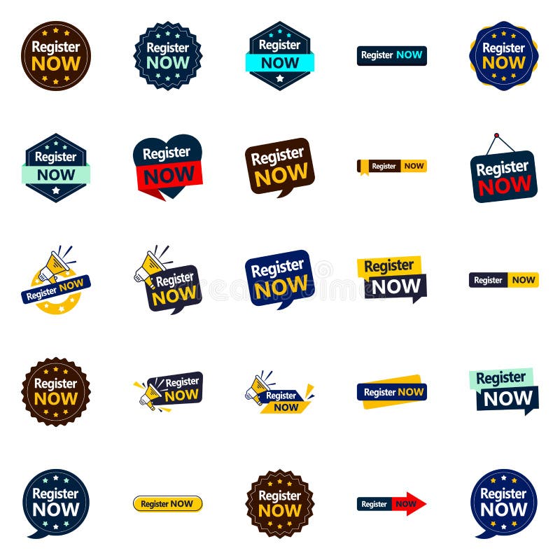 25 Innovative Typographic Designs for Register Now Stock Vector ...