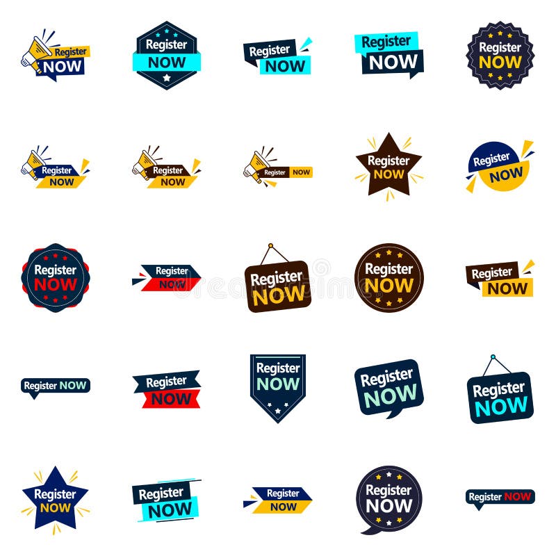 25 Innovative Typographic Designs for Register Now Stock Vector ...