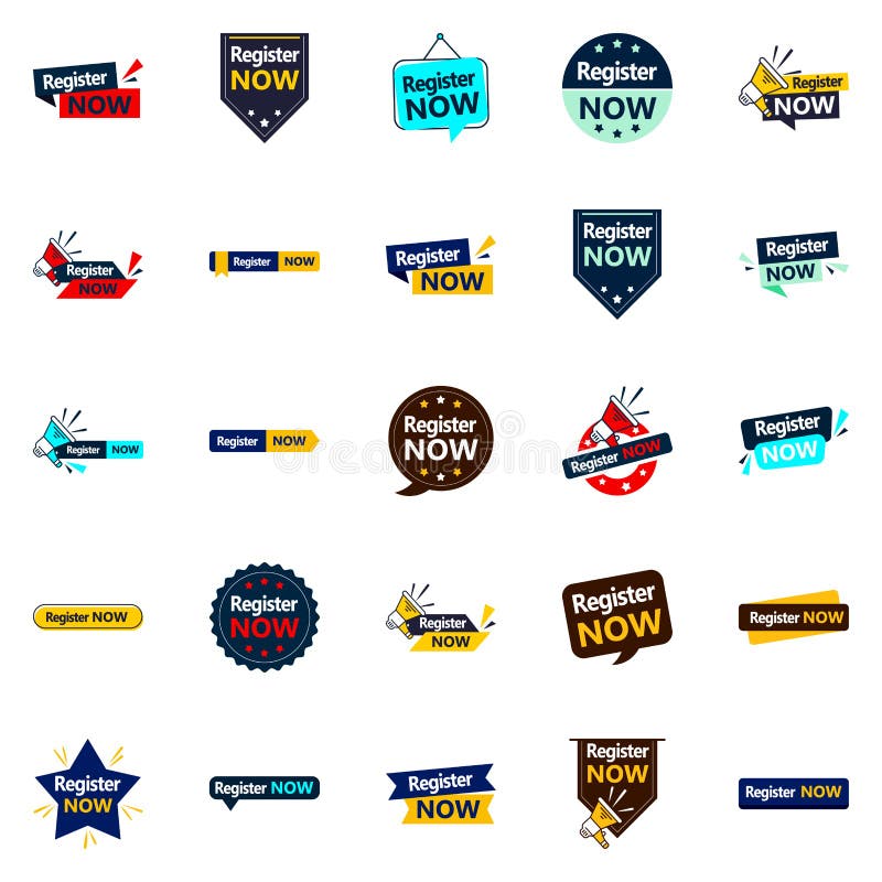 25 Innovative Typographic Elements for Register Now Stock Vector ...