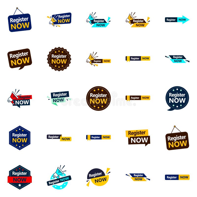 25 Innovative Typographic Elements for Register Now Stock Vector ...