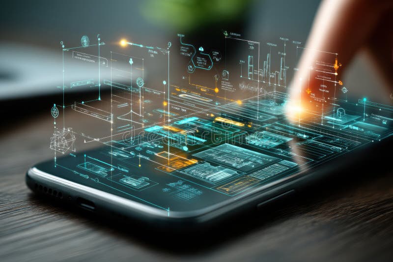 Innovative User Interface Concept Displayed on Smartphone Held in Hand ...