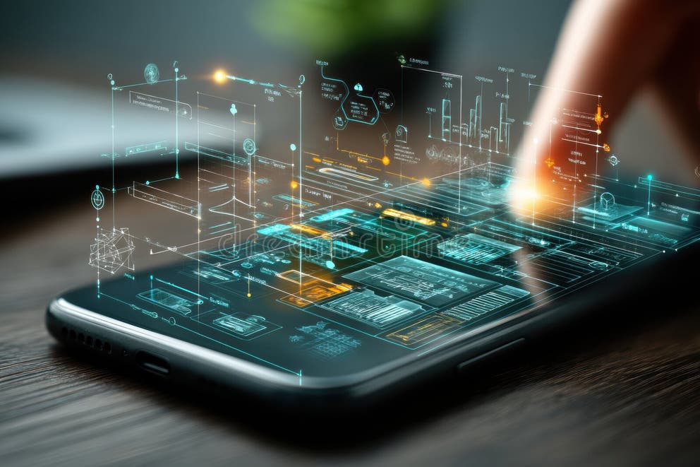 Innovative User Interface Concept Displayed on Smartphone Held in Hand ...