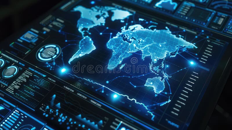 Innovative User Interface: 3D Globe Map and Business Data Graphs on an ...