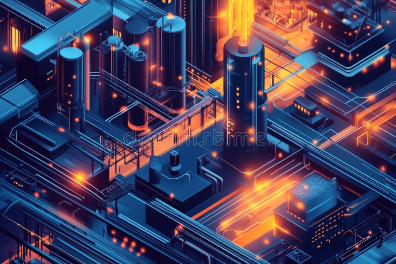 Innovative Art Depicting a Digital Twin of a Modern Manufacturing ...