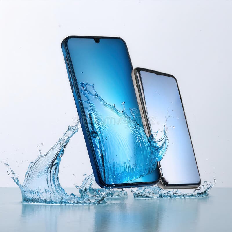 Innovative Vertical Smartphones Display with Splashes of Water Creating ...