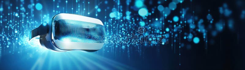 Innovative Virtual Reality Headset Floats Amidst a Vibrant Matrix of ...