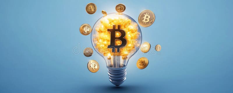 Innovative Visual Data Bitcoin Light Bulb, Symbolizing Progress ...