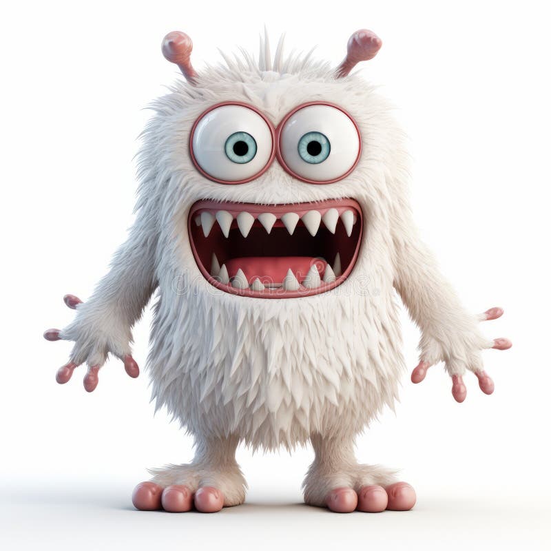 Innovative Vray Tracing: a White Monster with Exaggerated Poses 库存例证 ...