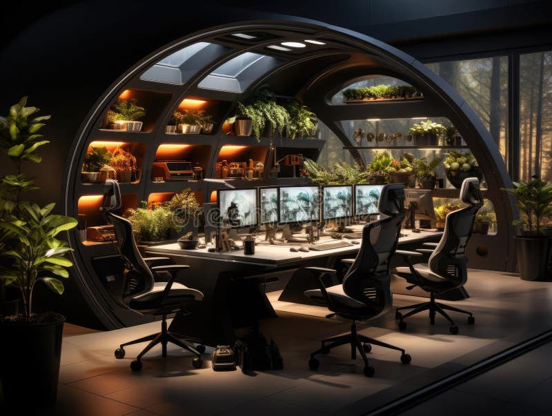 Innovative VRpodstyle Workspace for Remote Teams Stock Illustration ...