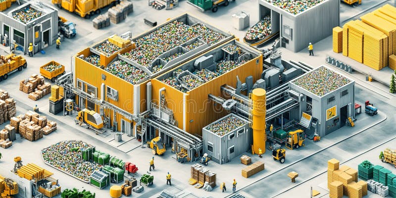 Innovative Waste Management Facility Showcasing Recycling Processes and ...