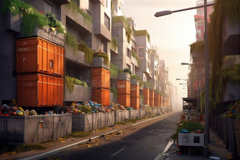 Innovative Waste Management System in Urban Setting Stock Illustration ...