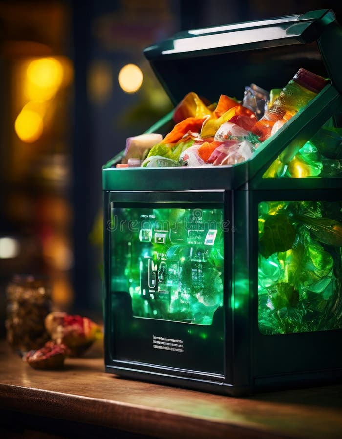 Innovative Waste Segregation Machine Illuminated in Green Stock Image ...