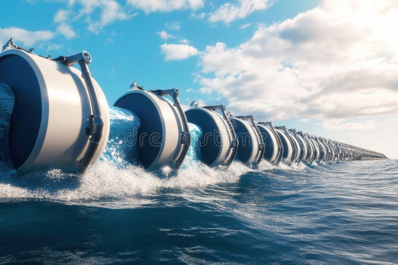Innovative Water Transport System Floating on Ocean Waves in Bright ...