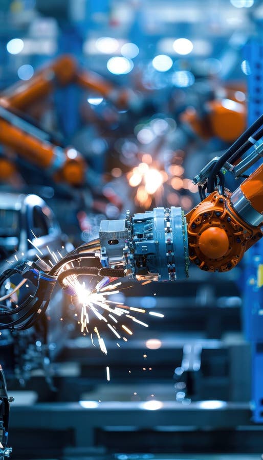 Innovative Wearable Tech in High-Tech Automobile Assembly Line for Enhanced Efficiency Stock ...