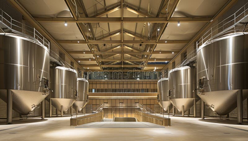 Innovative Winery Processing Engineers Monitor Tanks Under Led Lighting for Tech Savvy Wine ...