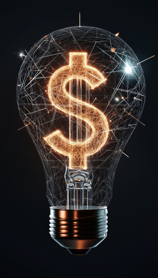 Innovative Wireframe Lightbulb Design Resembling a Dollar Sign ...
