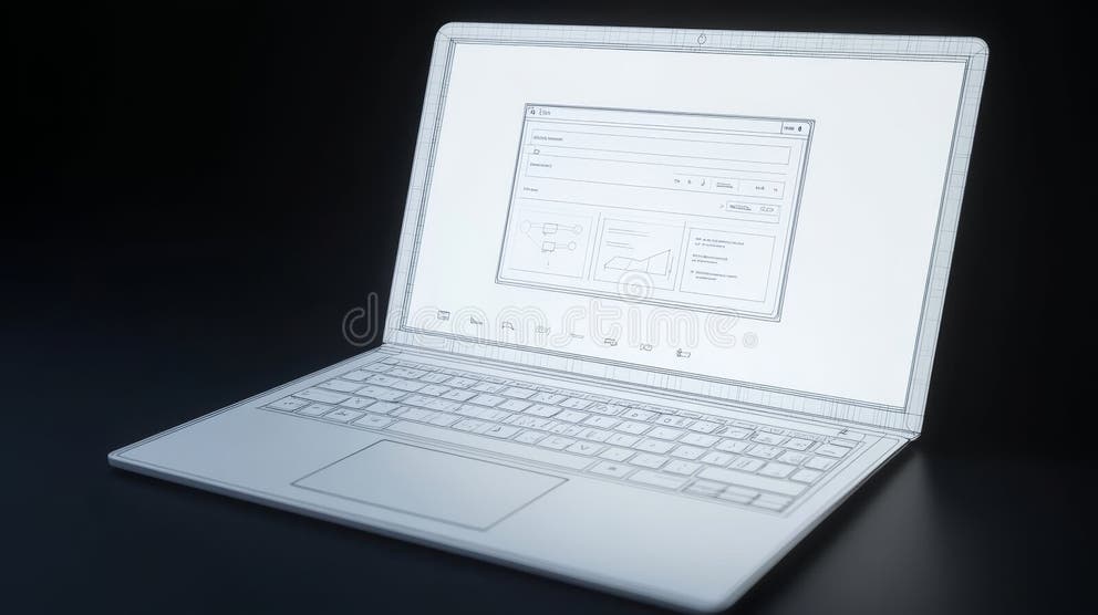 Innovative Wireframe Mockup Showcasing Laptop Design with Web and ...