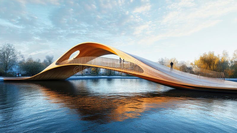 Innovative Wooden Bridge Elegantly Spans the River with a Modern Design ...