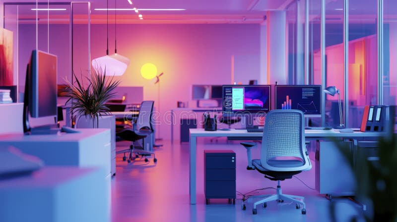 Innovative Workspace Design Advanced Technology in a Vibrant Modern ...