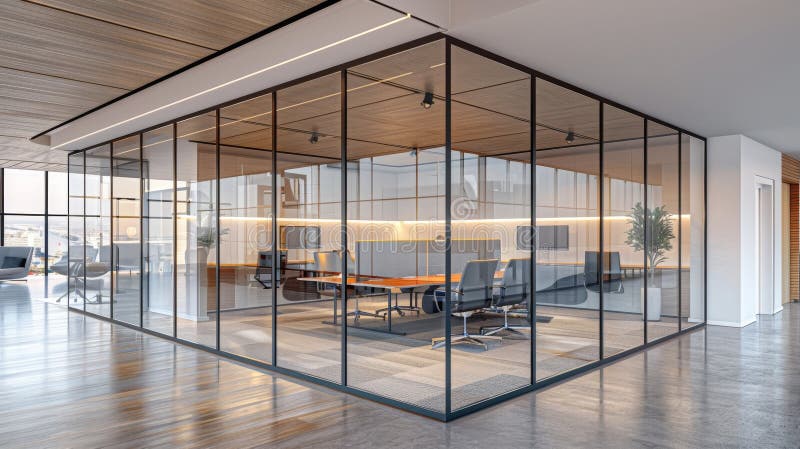 Innovative Workspace Design Featuring Glass Partitions for a Modern and ...