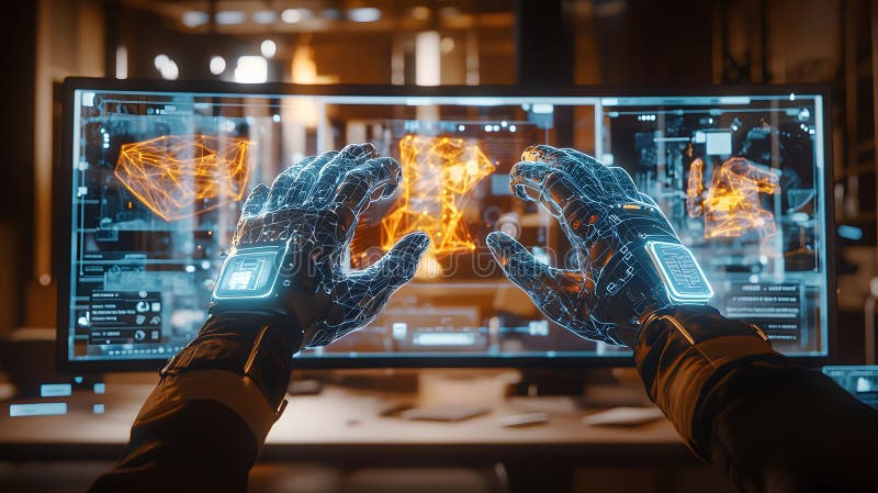 Innovative Workspace with VR and AI Integration Stock Illustration ...