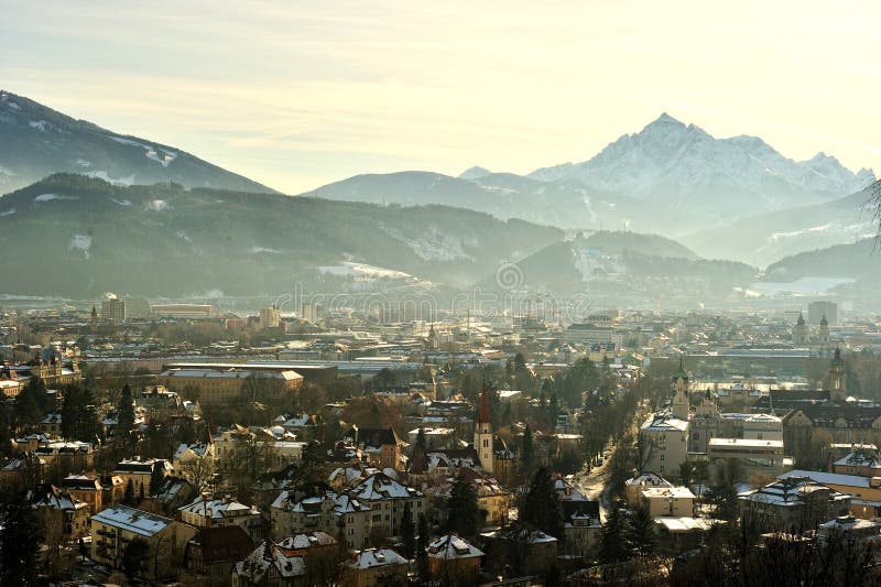 Innsbruck City. View from the Mountain Stock Photo - Image of alps ...