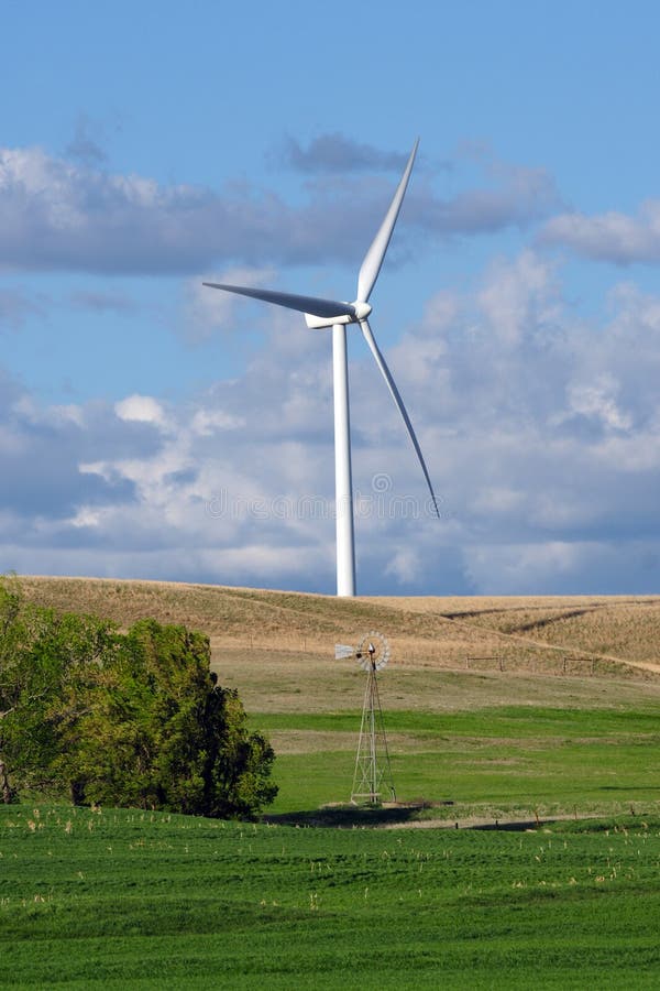 Inovation-Old Windmil and New Windturbine Stock Image - Image of ...