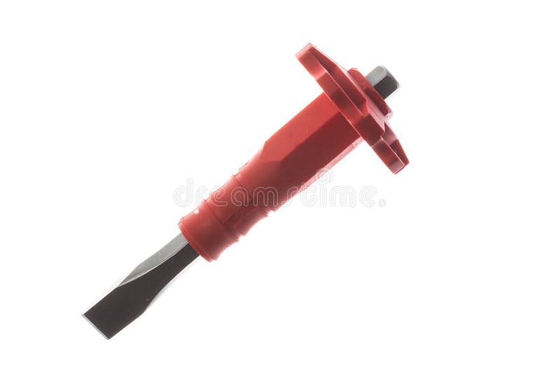Inox 16mm Wide Chisel with Red Rubber Protective Grip, Isolated on ...