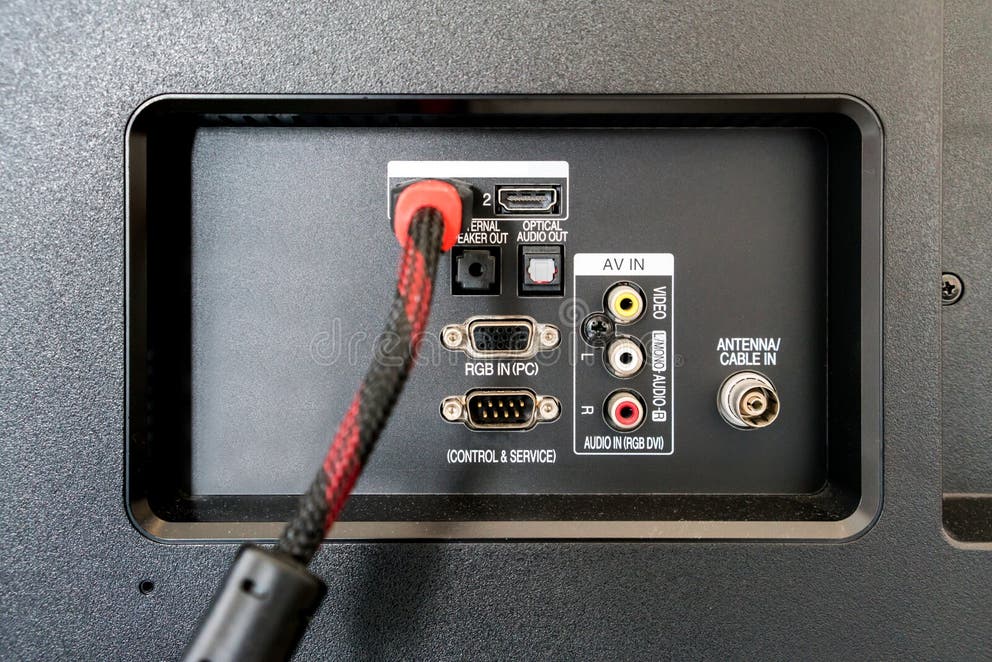 Input Output Panel on the Back of TV Stock Image - Image of metal ...