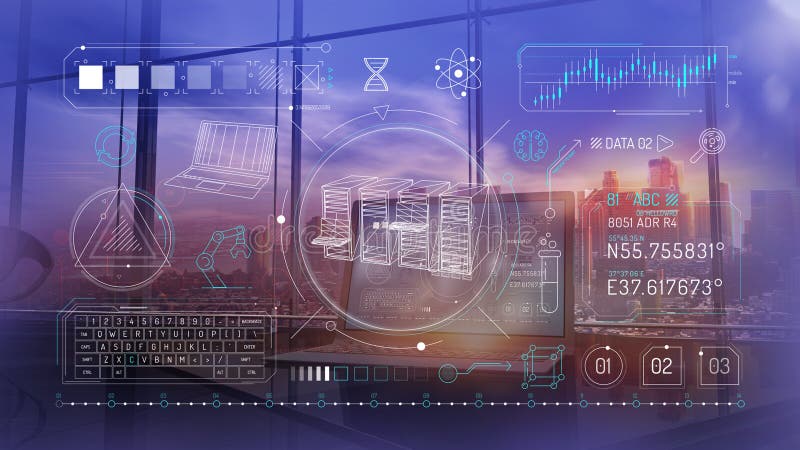 Input of Scientific Research Data and Storage on the Server. Stock ...