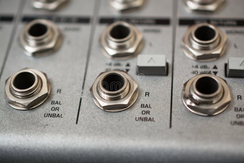 Input Sockets of the Audio Mixer. Stock Photo - Image of mixing, links ...