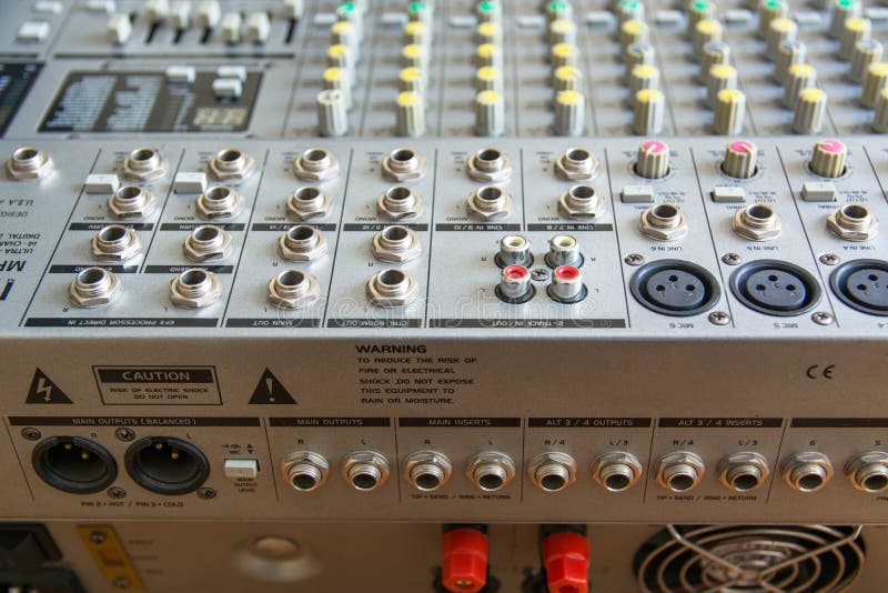 Input Sockets and Operating of the Audio Mixer. Stock Photo - Image of ...