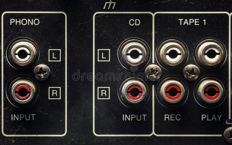 Audio amplifier inputs stock photo. Image of signal, panel - 29711626