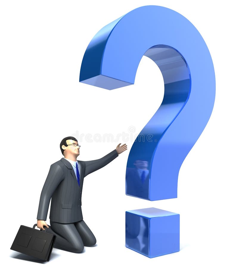 Man in Front of a Glass Question Mark Stock Illustration - Illustration ...