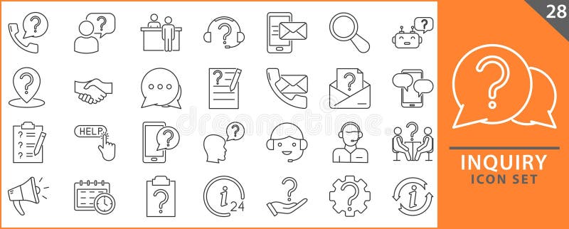 Inquiry line icon set stock illustration. Illustration of icon - 361361541