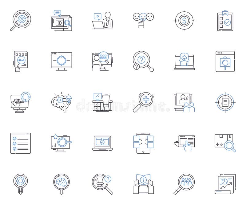 Inquiry Line Icons Collection. Questioning, Research, Investigation ...