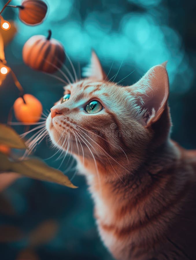 Inquisitive Cat in a Moonlit Garden Stock Image - Image of moonlit ...