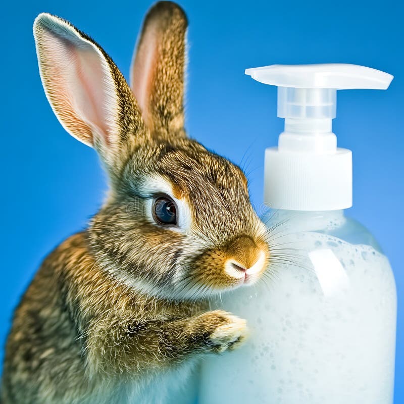 A Curious Rabbit Explores a Soap Dispenser, Framed Against a Vibrant ...