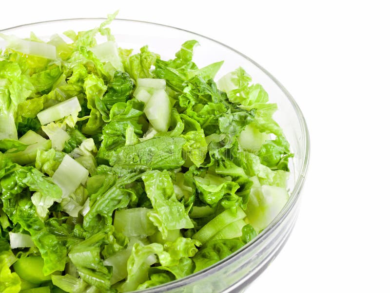 Insalata Verde Fresca In Una Ciotola, Primo Piano, Isolato Fotografia ...