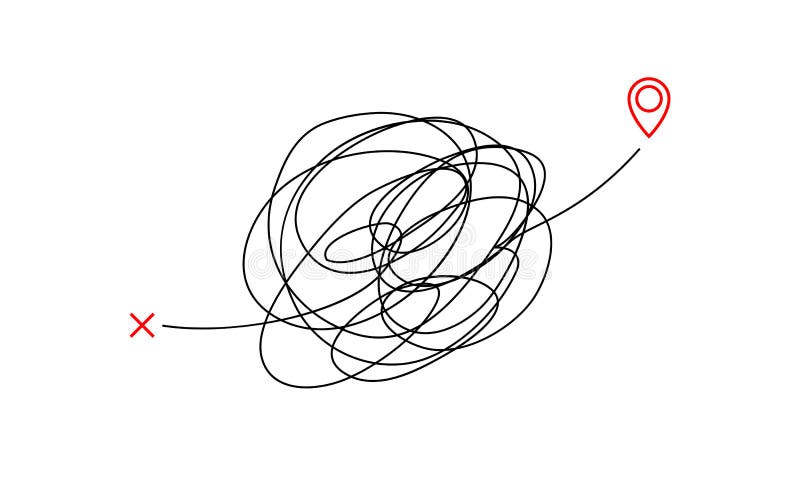 Insane Messy Way Complicated Destination Illustration Concept Graphic ...